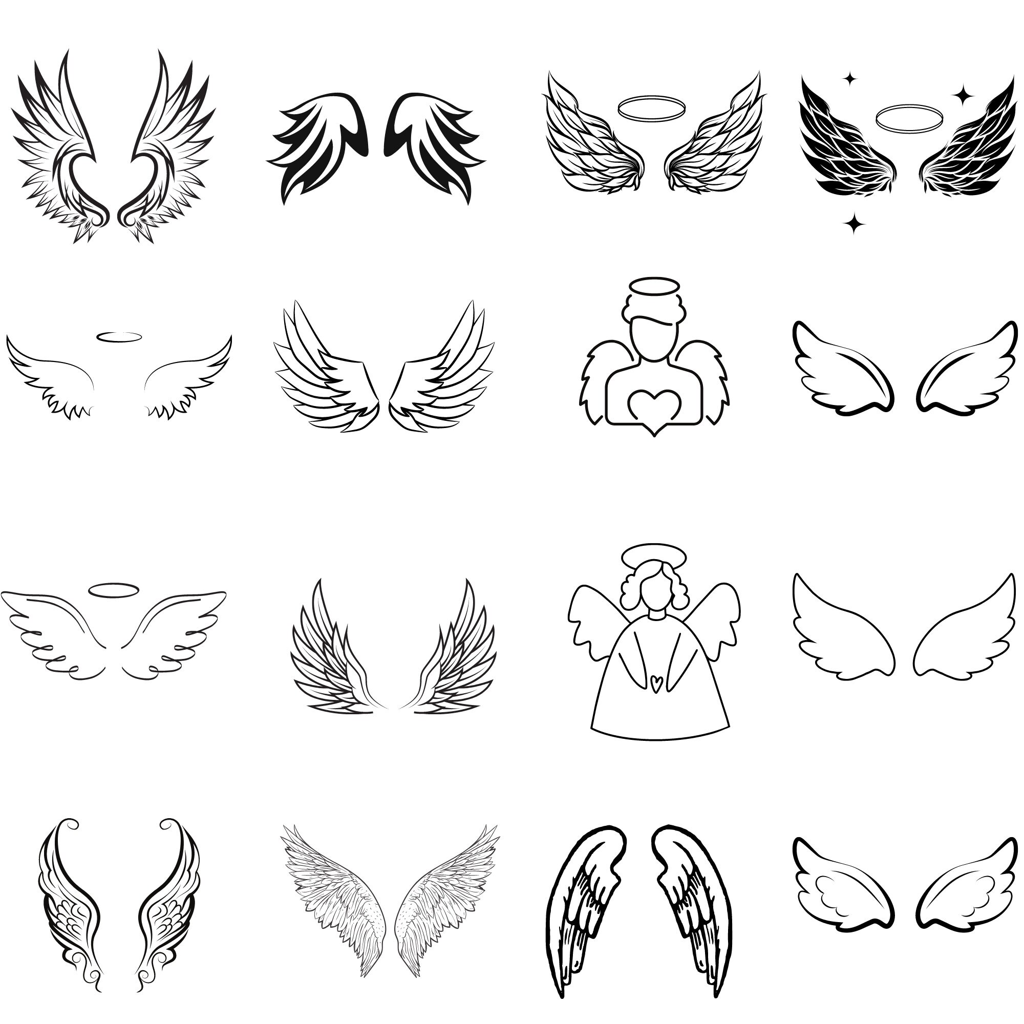100 ANGEL WINGS SVG Bundle Angel Wing Sketch Png for Shirt - Etsy Canada