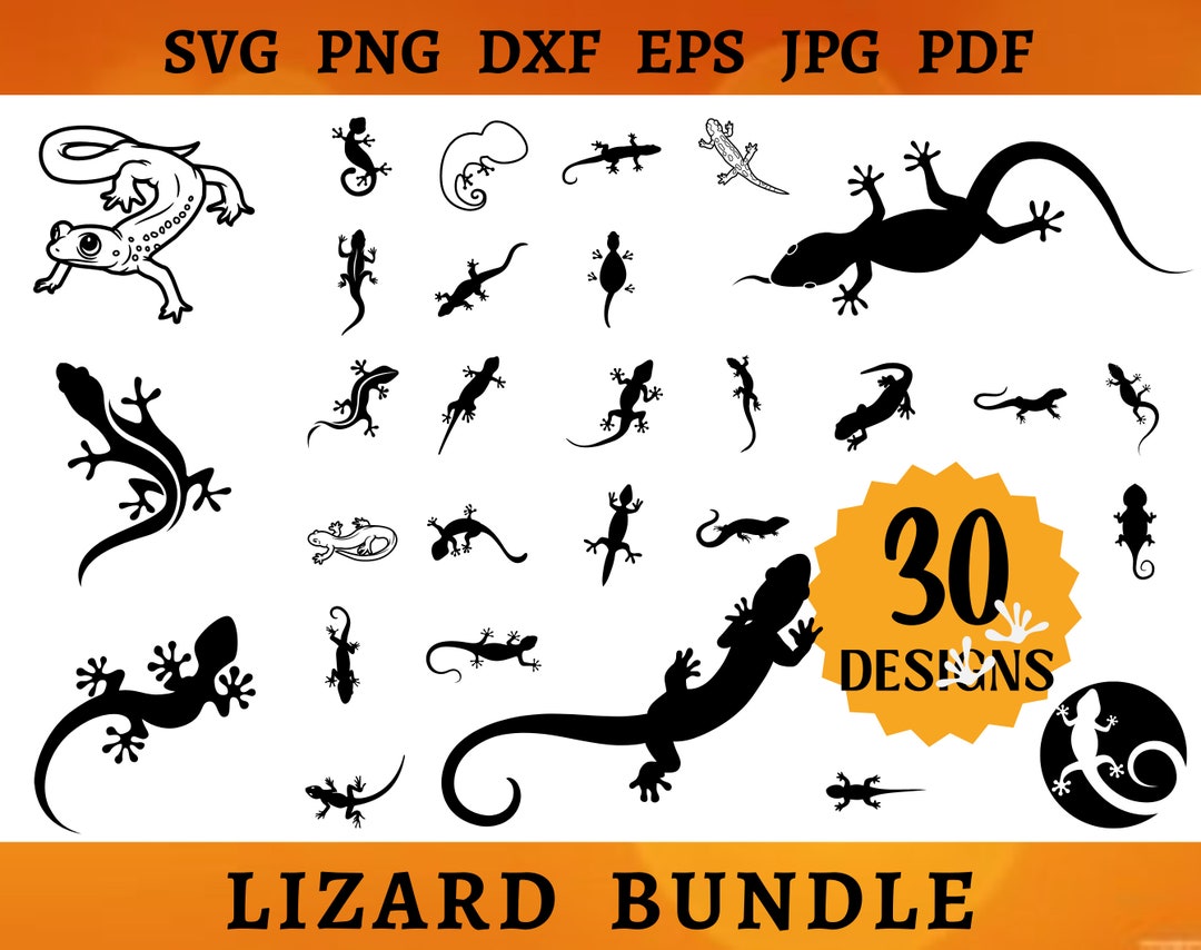 30 LIZARD SVG Bundle Gecko Cricut Reptile Png for Shirts Salamander Cut ...