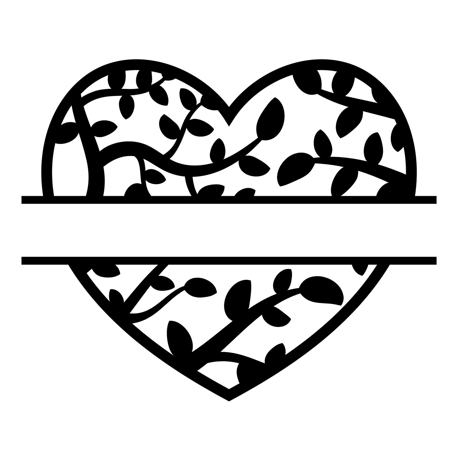 FLOWER HEART Svg Floral Frame Png Botanical Heart Border Monogram ...