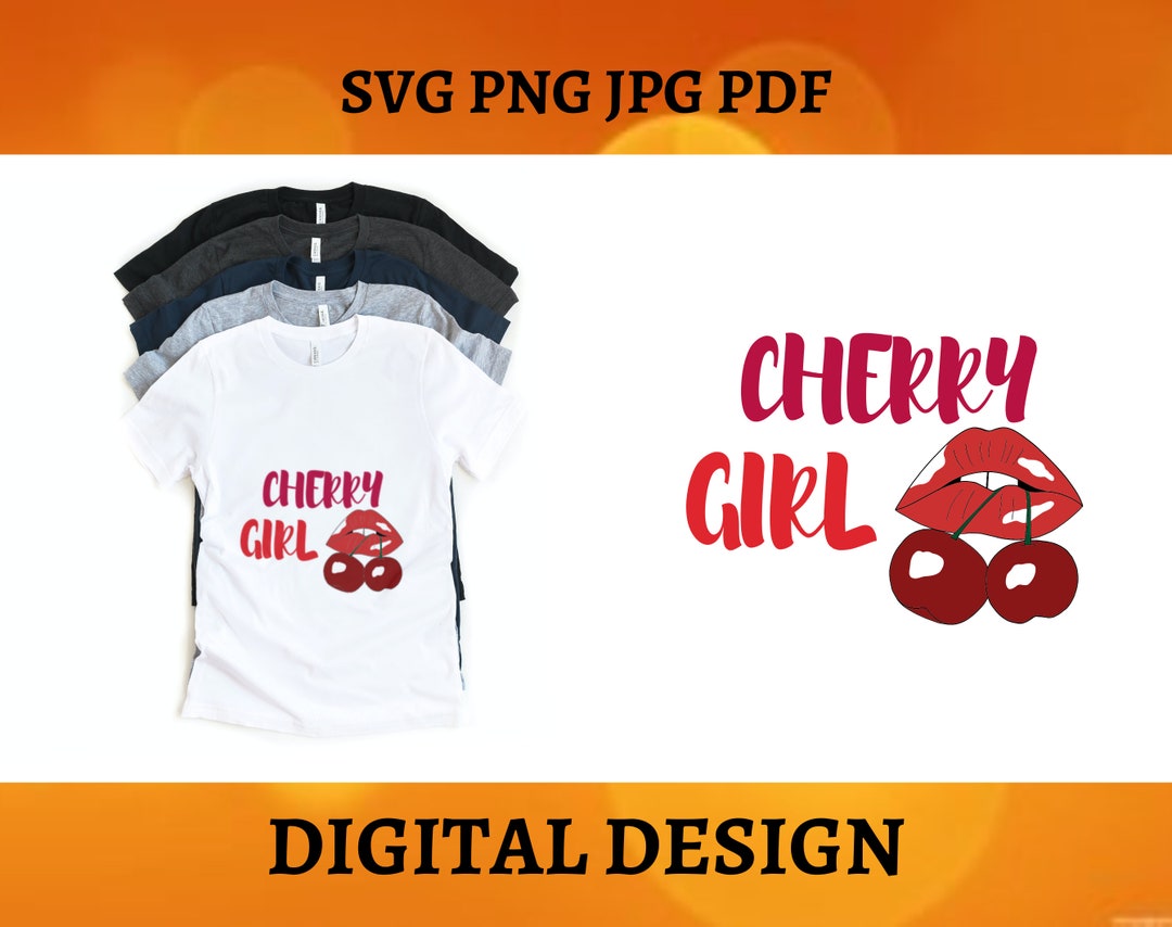 Cherry Girl SVG Lips Designs SVG Cherry Kiss Cricut Cut Files Cherry ...