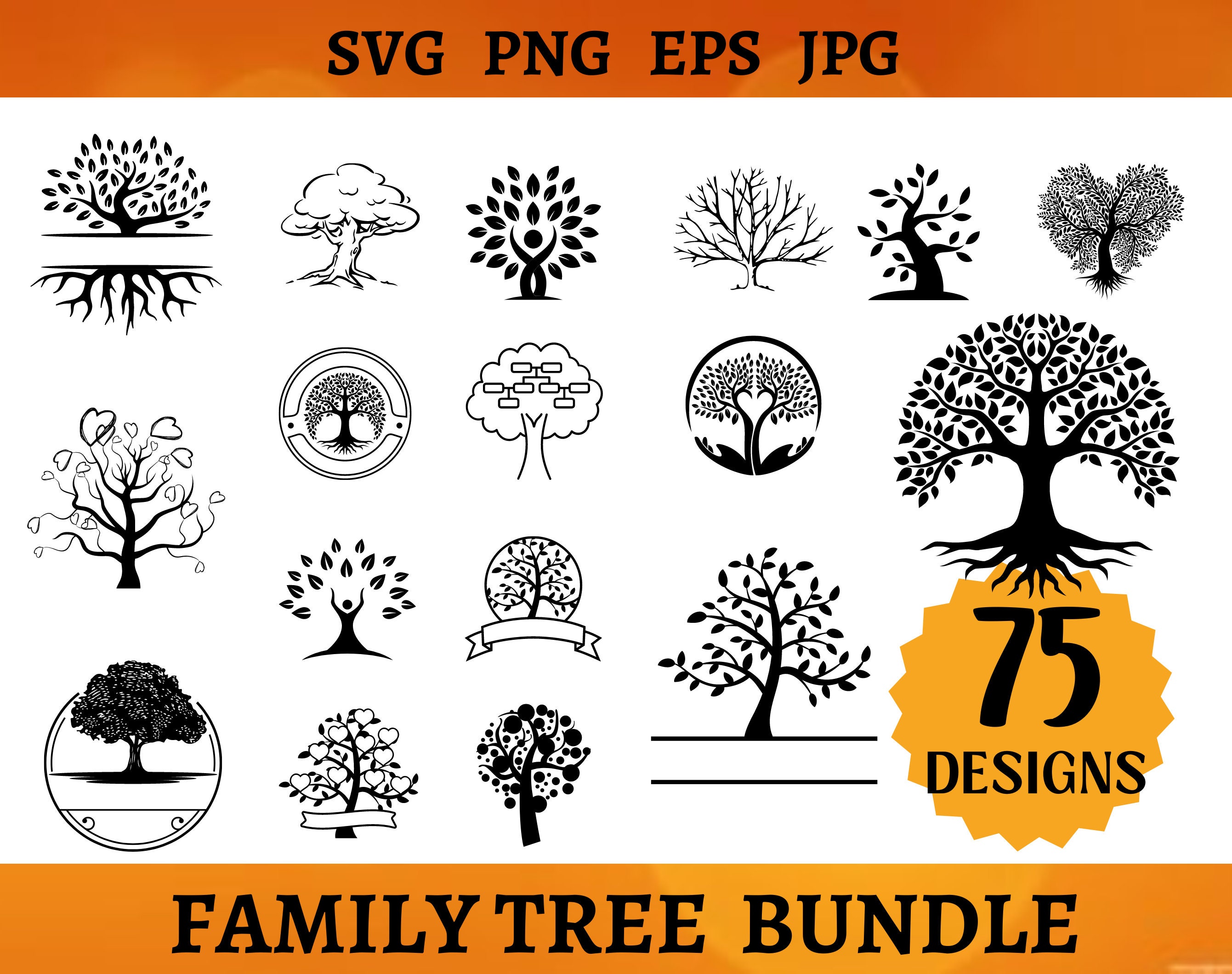 75 FAMILY TREE Svg BUNDLE Tree of Life Cricut Tree Roots - Etsy