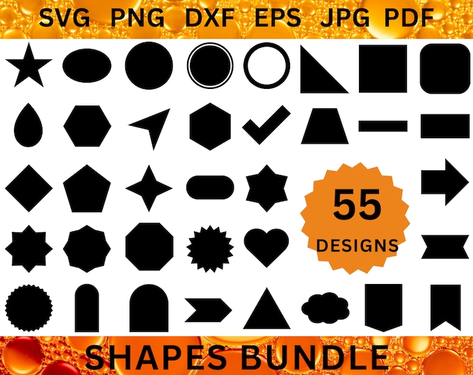 200 einfache Geometrieformen svg, einfaches Bundle Cricut-Elemente Png ...