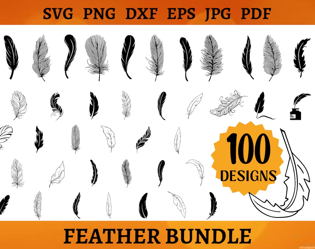 100 FEATHER SVG BUNDEL Birds Feather Cricut Dreamcatcher Eps Tribal ...