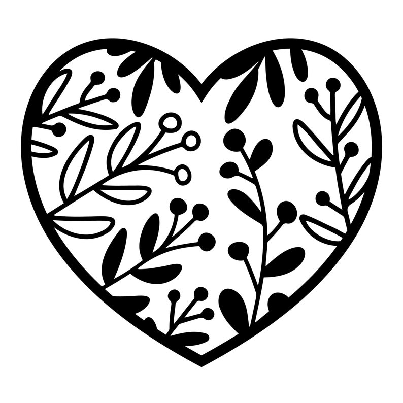 4 FLOWER HEART Svg Floral Frame Png Botanical Heart Border Svg - Etsy