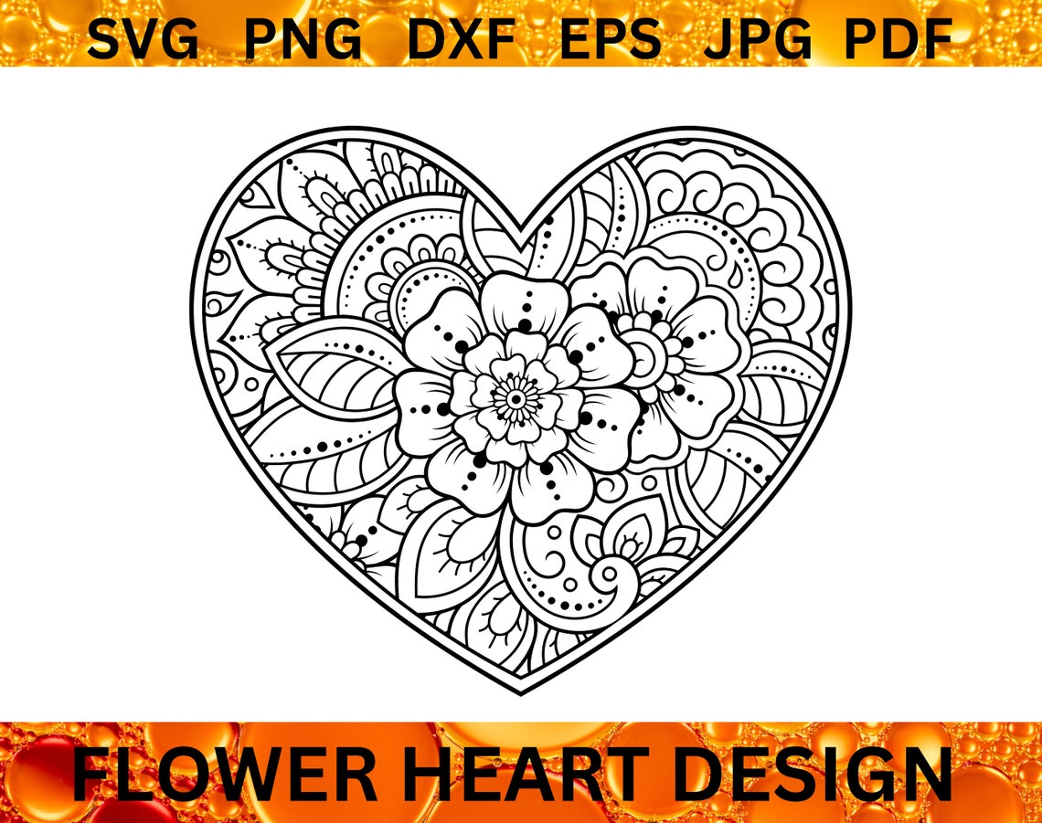 FLOWER HEART Svg Floral Frame Png Botanical Heart Border Svg - Etsy