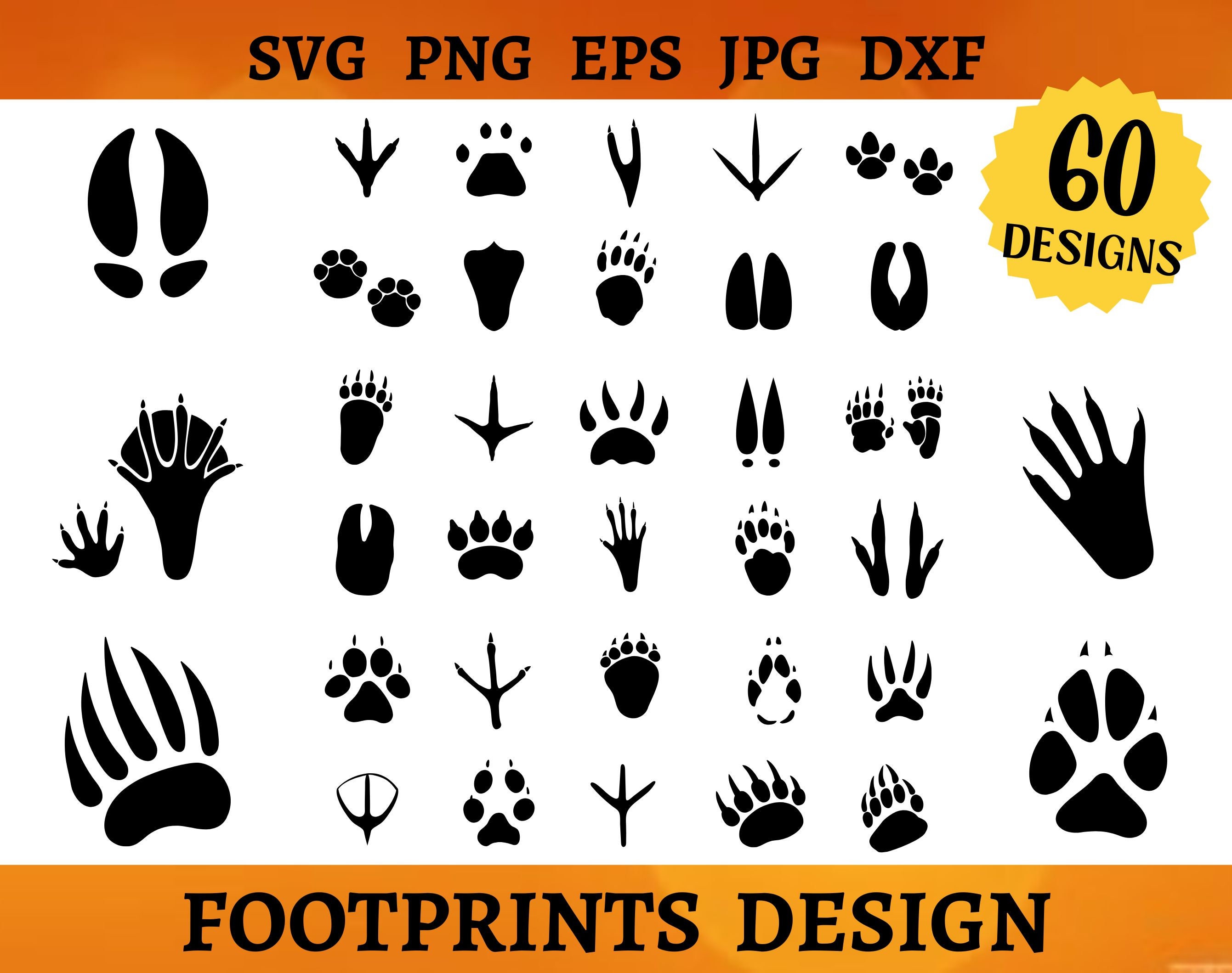 60 ANIMAL FOOTPRINTS Svg Bundle Footstep Svg Animal Paw CRICUT - Etsy