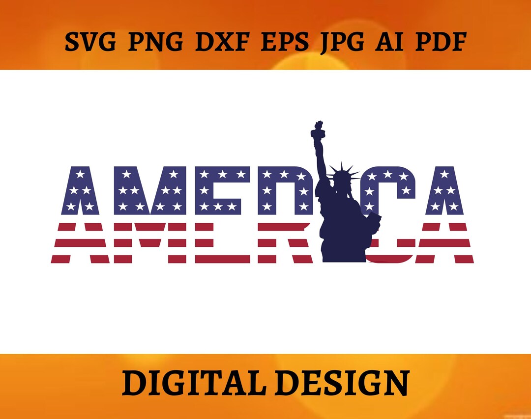 AMERICA Sign SVG American Flag Design Clipart USA Flag Cricut Digital ...
