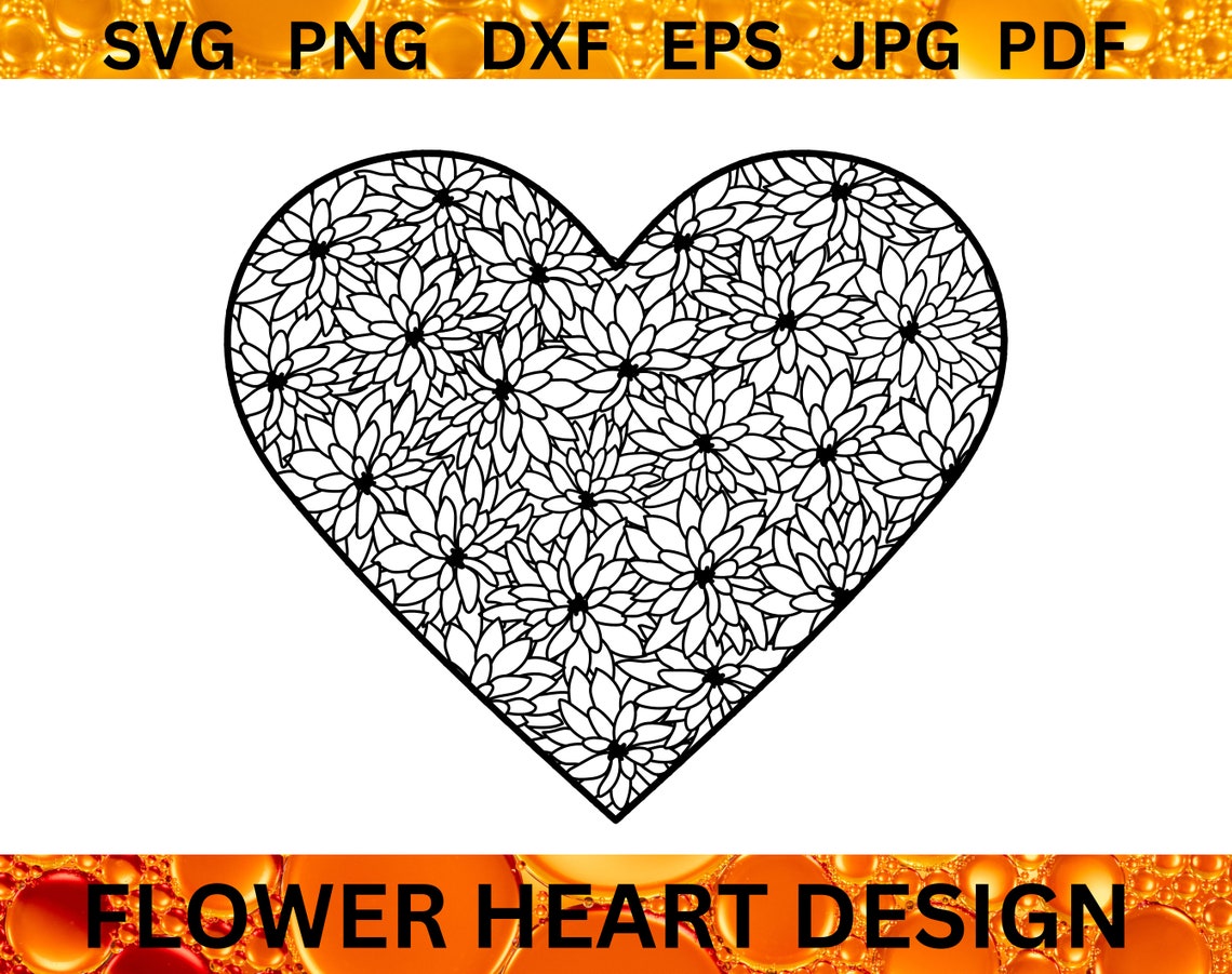 FLOWER HEART Svg Floral Frame Png Botanical Heart Border Svg Love ...