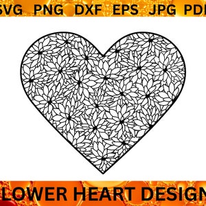 FLOWER HEART Svg Floral Frame Png Botanical Heart Border Svg Love ...
