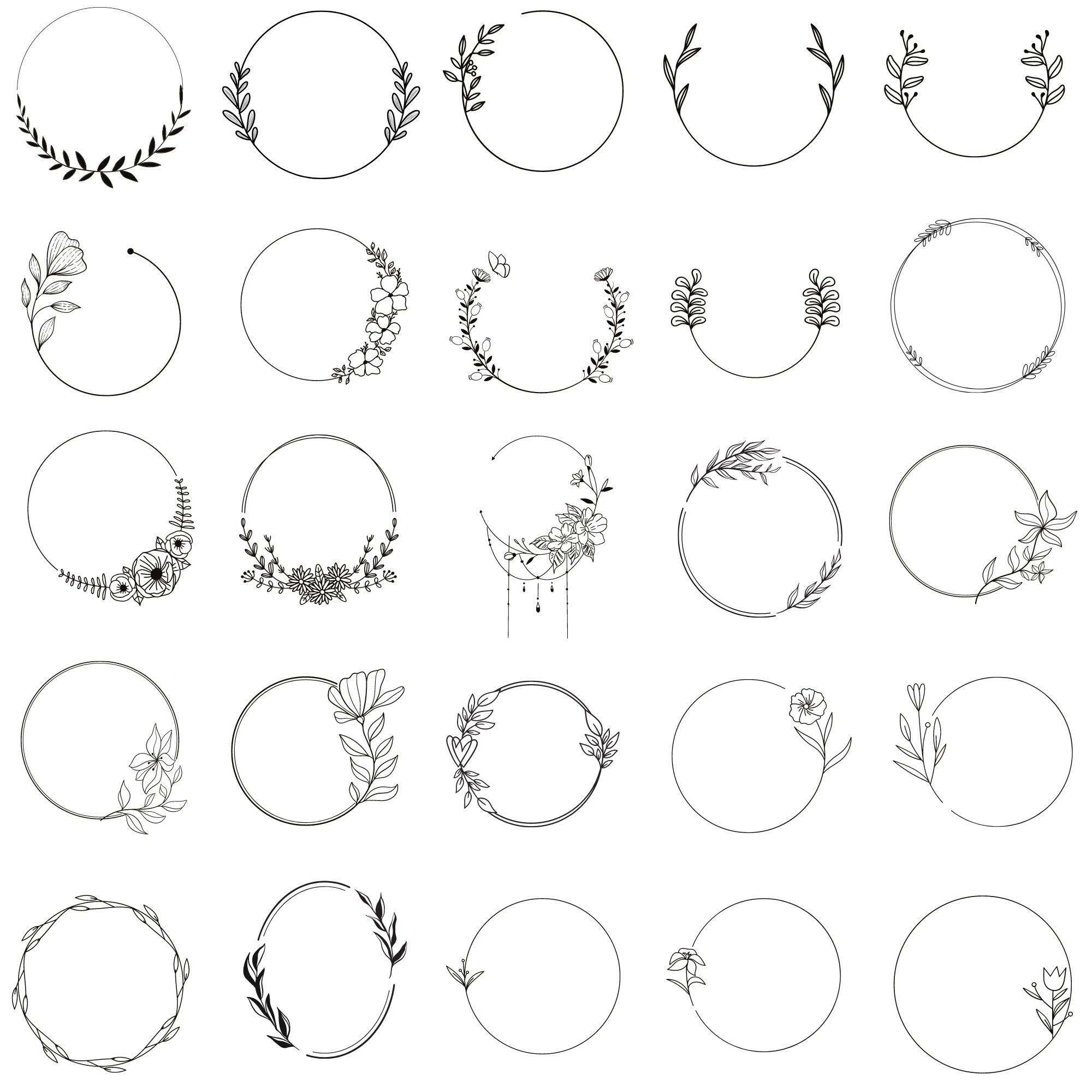 101 BLOEMENKRANS SVG Bundel Cirkel Frame Svg Botanische Frame - Etsy ...