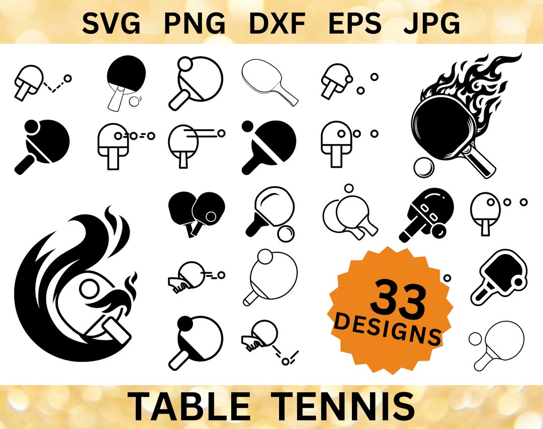 33 TABLE TENNIS SVG Game Accessories Cricut Table Tennis Paddle Cut ...