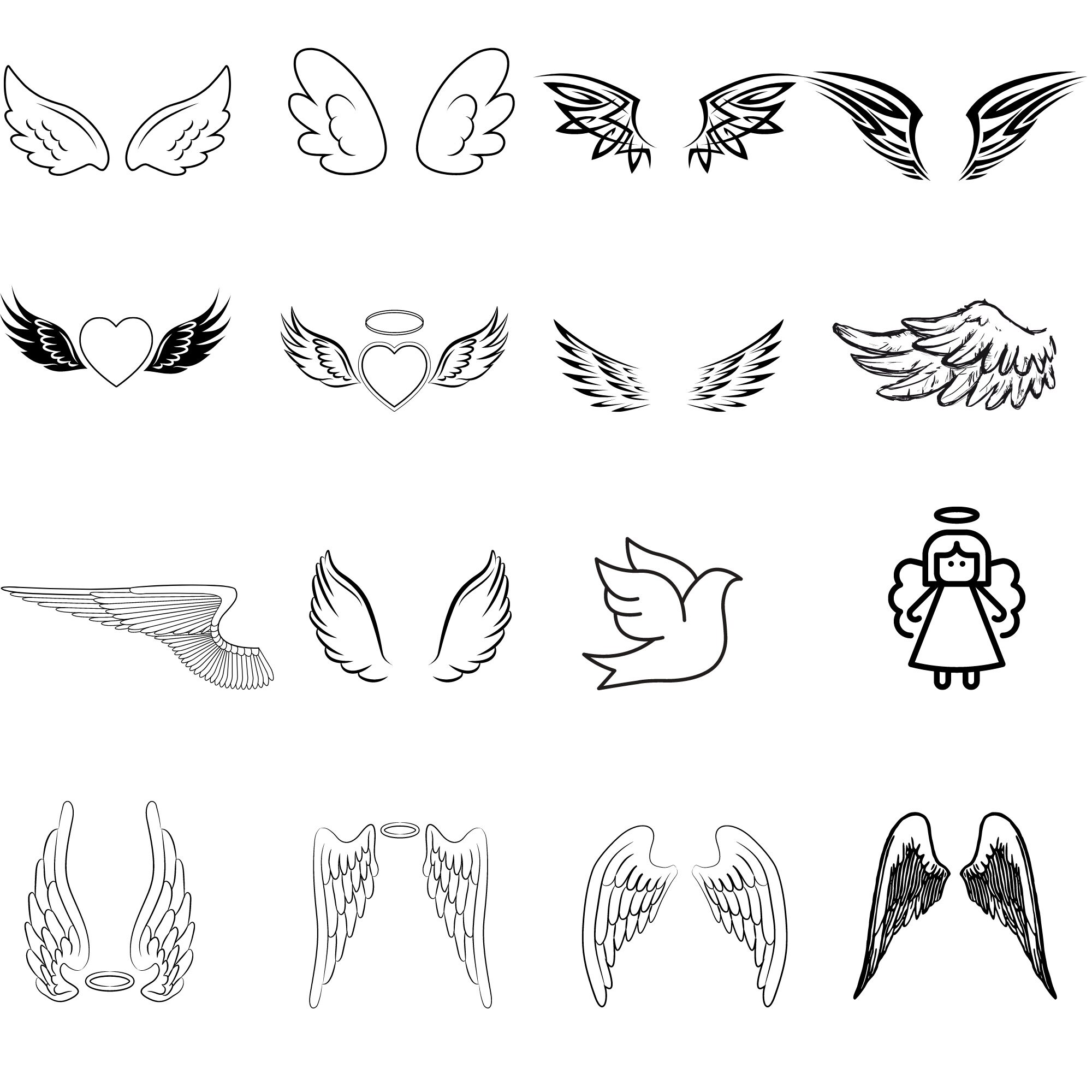 100 ANGEL WINGS SVG Bundle Angel Wing Sketch Png for Shirt - Etsy Australia
