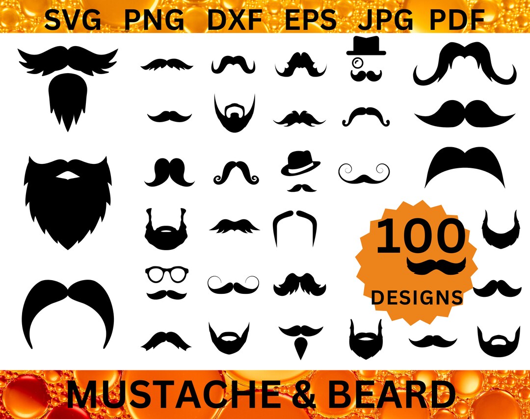 100 MUSTACHE & BEARD Svg Bundle Barber CRICUT Father's Day Cut Files ...