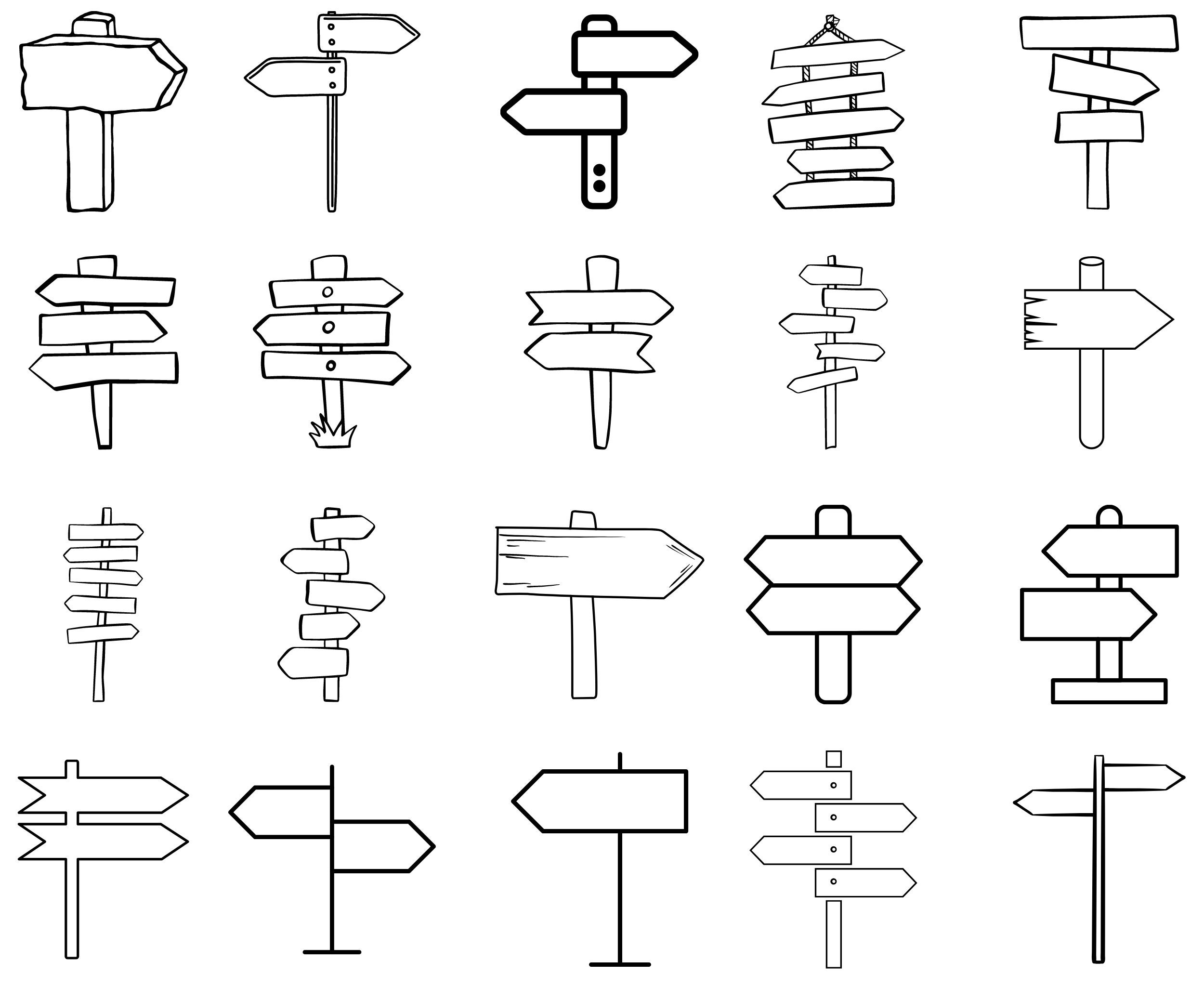 60 SIGNPOST SVG BUNDLE Wooden Arrow Cricut Road Sign Cut Files Road ...