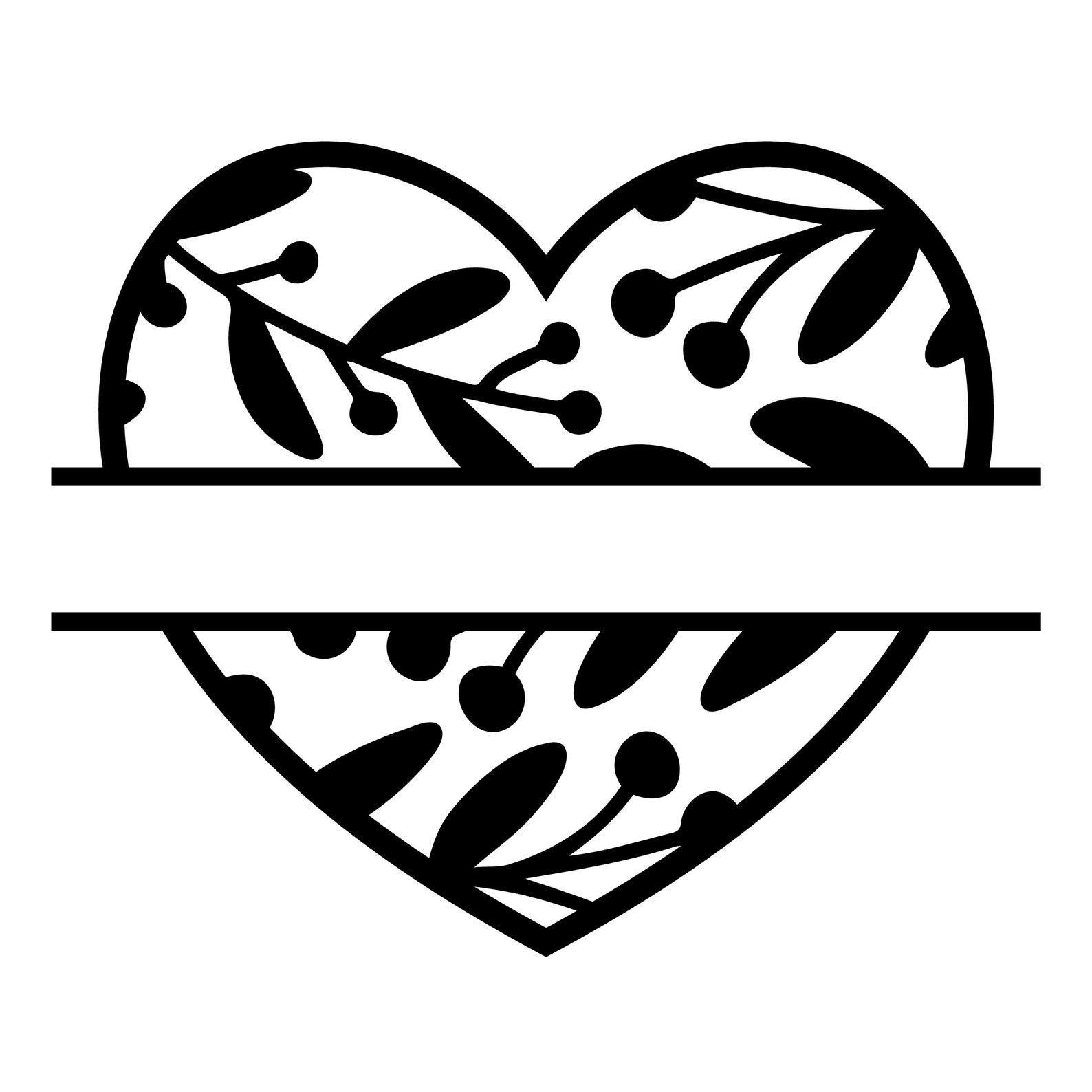 FLOWER HEART Svg Floral Frame Png Botanical Heart Border Monogram ...