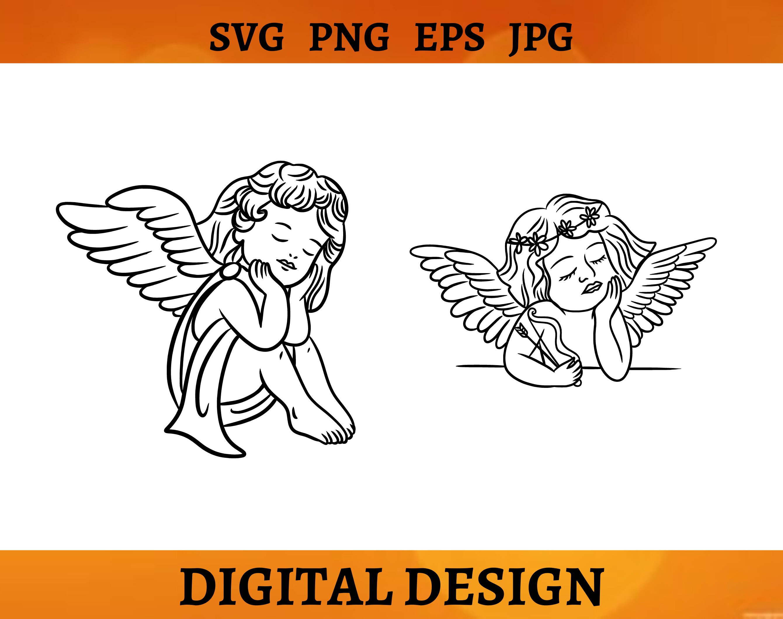 Angel SVG File Cute Angel CRICUT Angel Wings PNG Heaven Vector Art ...