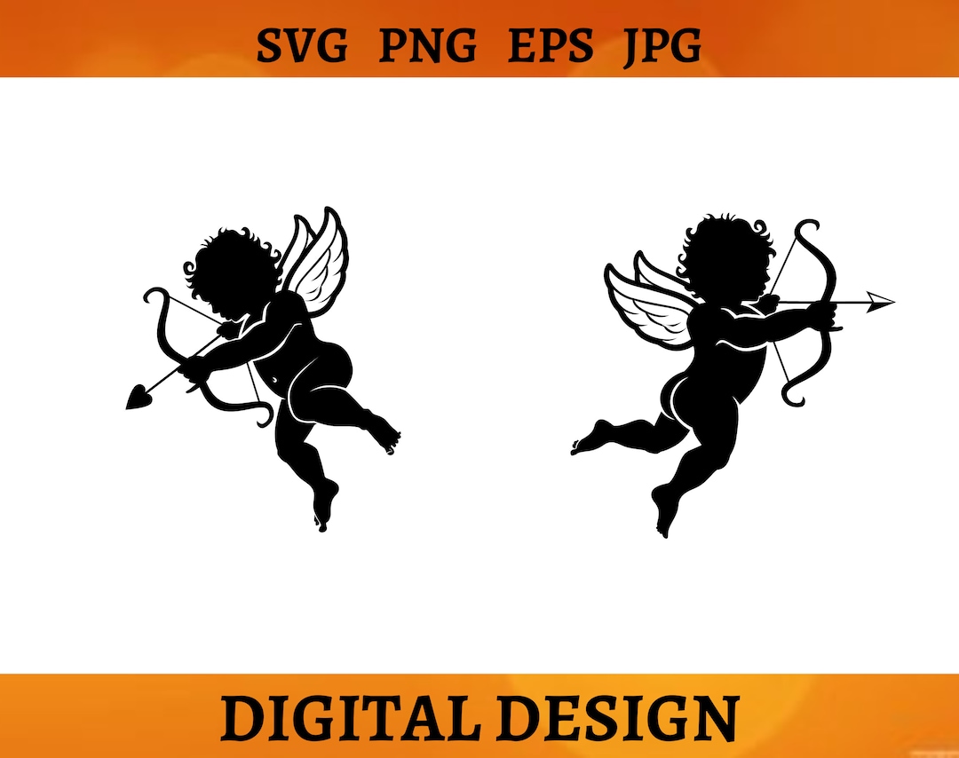 CUPID SVG Angel CRICUT Angel Wings Png Heaven Vector Art Valentine's ...