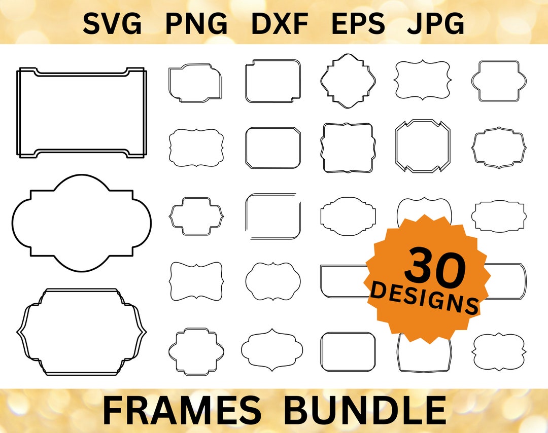 30 FRAMES SVG Label Frame CRICUT Wedding Label Clipart Wedding Card Svg ...