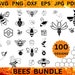 100 BEES Svg BUNDLE Honey Bee CRICUT Bee Path Cut Files Flying Bee ...