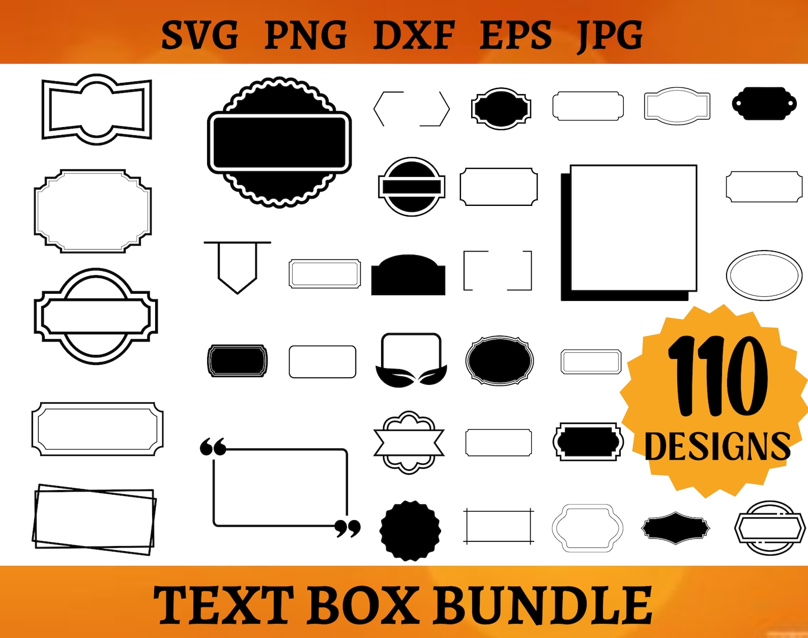 110 TEXT BOX Svg Label CRICUT Tag Clipart Shapes Svg Frames - Etsy