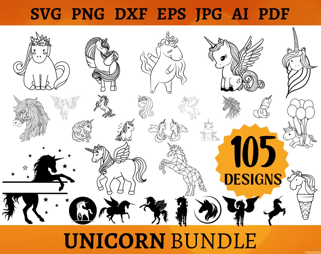 UNICORN BUNDLE SVG Cute Unicorn Svg Unicorn Birthday Unicorn Monogram ...