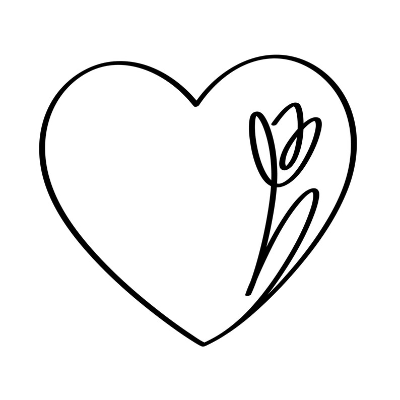 TULIP HEART Svg Floral Frame Png Botanical Heart Border Svg Tulip Love ...