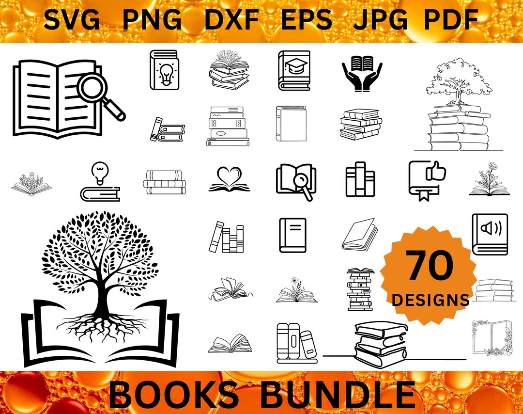 70 BOOKS Svg BUNDLE Education CRICUT Read Cut Files Library Bundle ...