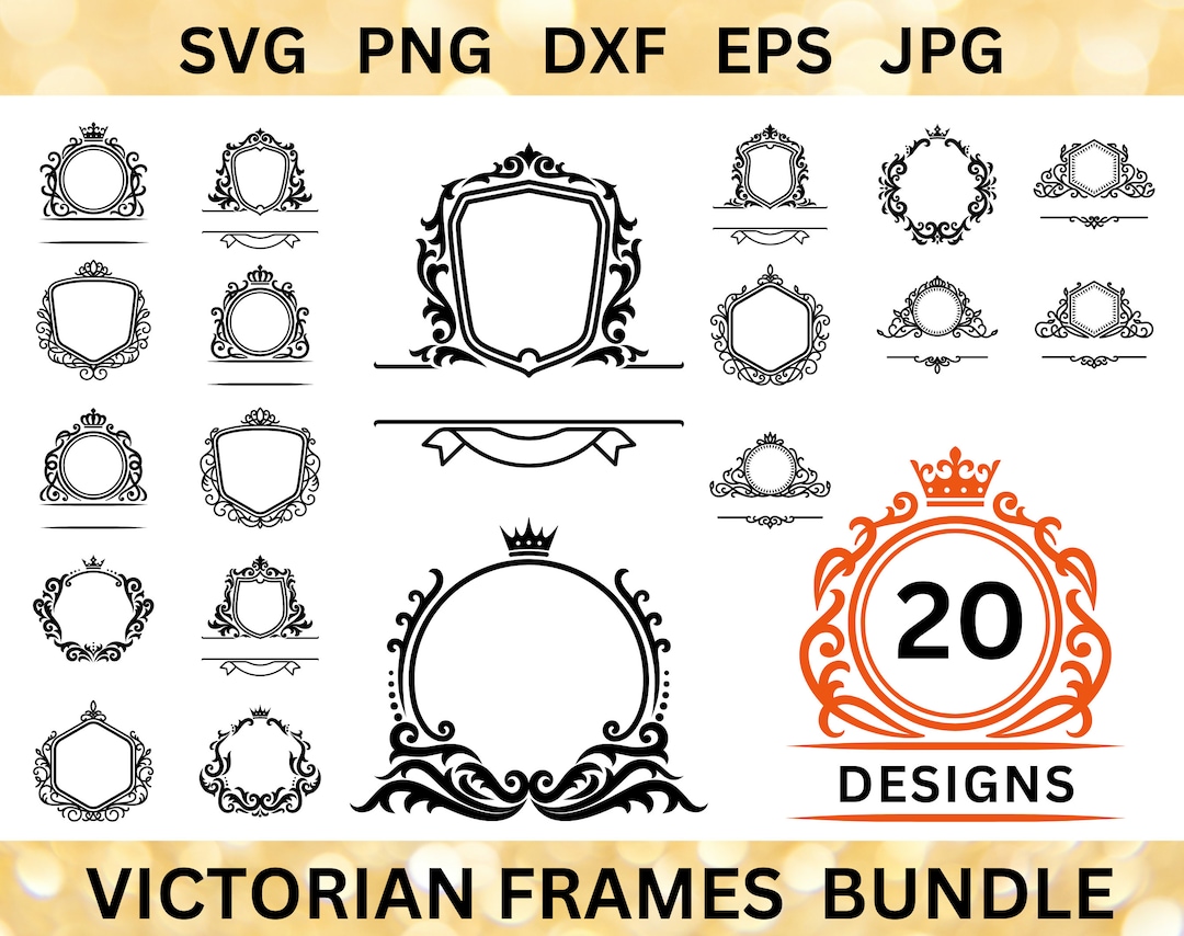 20 VICTORIAN FRAME SVG Elegant Frames Cricut Wedding Frames Cut File ...