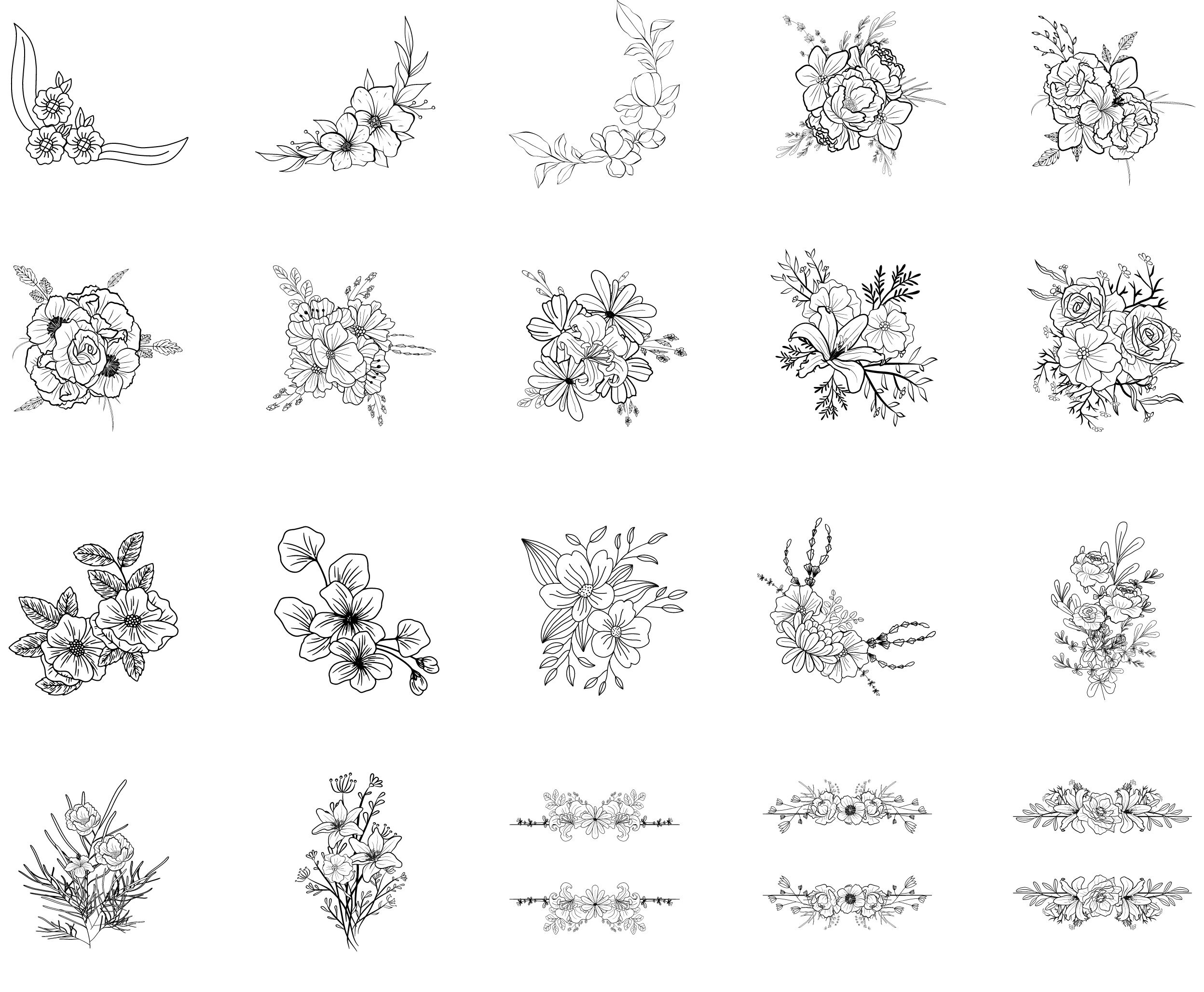 45 FLOWER ARRANGEMENT SVG File Bundle Flowers Border Cut Files Wedding ...