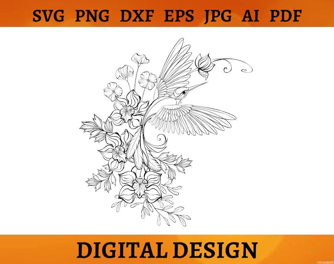 HUMMINGBIRD FLOWER SVG Floral Hummingbird Svg Clipart Hummingbird Cut ...