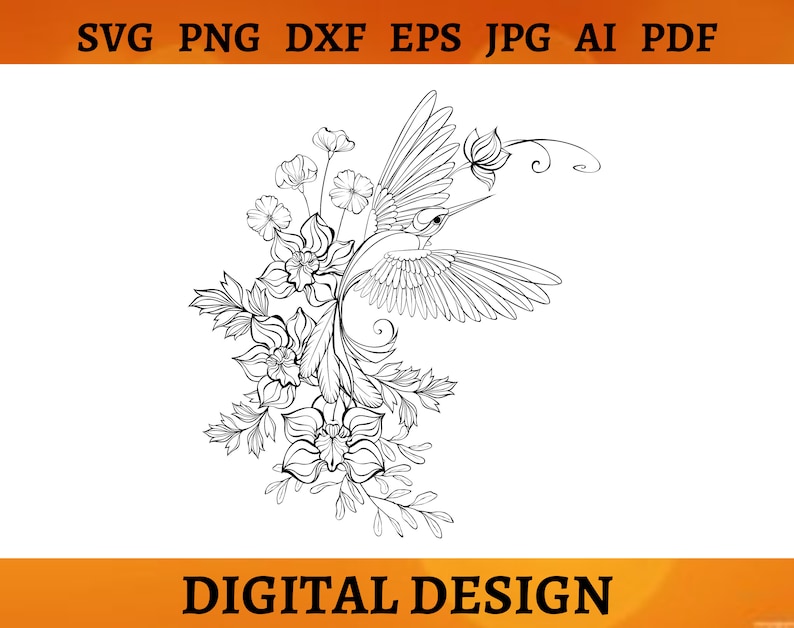 HUMMINGBIRD FLOWER SVG Floral Hummingbird Svg Clipart - Etsy
