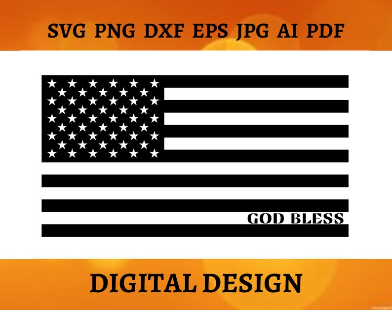 GOD BLESS Sign Svg America Design Clipart USA Flag Cricut - Etsy