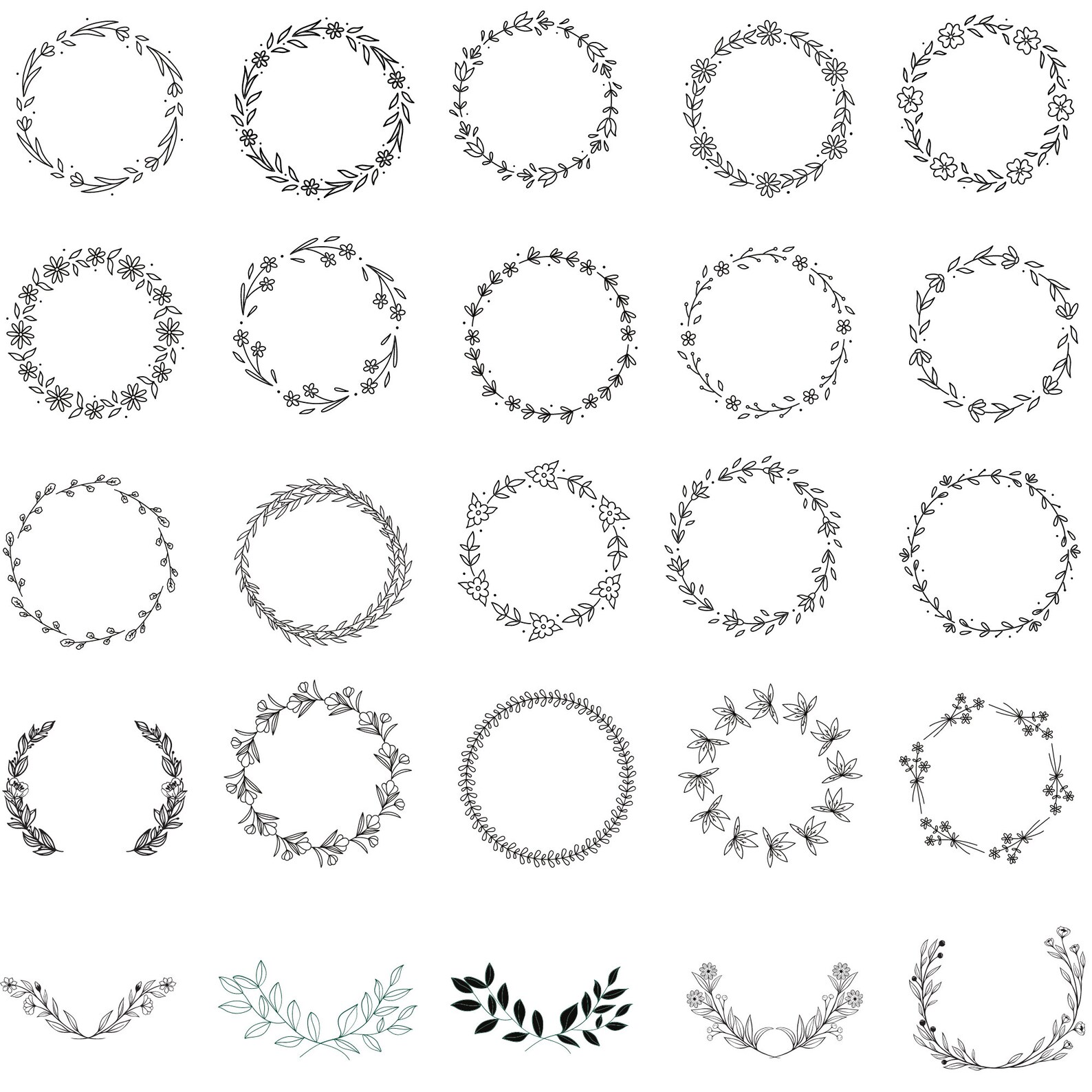 101 FLORAL WREATH SVG Bundle Circle Frame Svg Botanical Frame Wedding ...