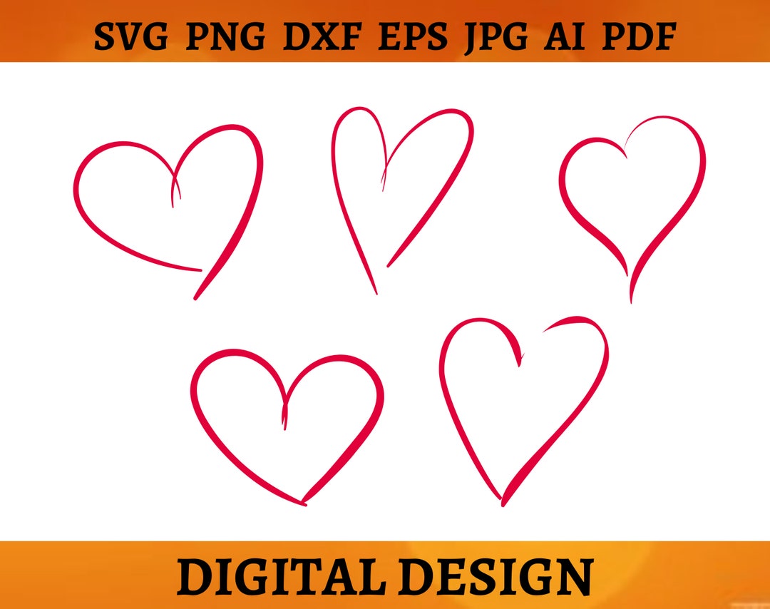5 CUTE HEARTS SVG Bundle Heart Svg Files Valentine’s Day Gift Printable ...