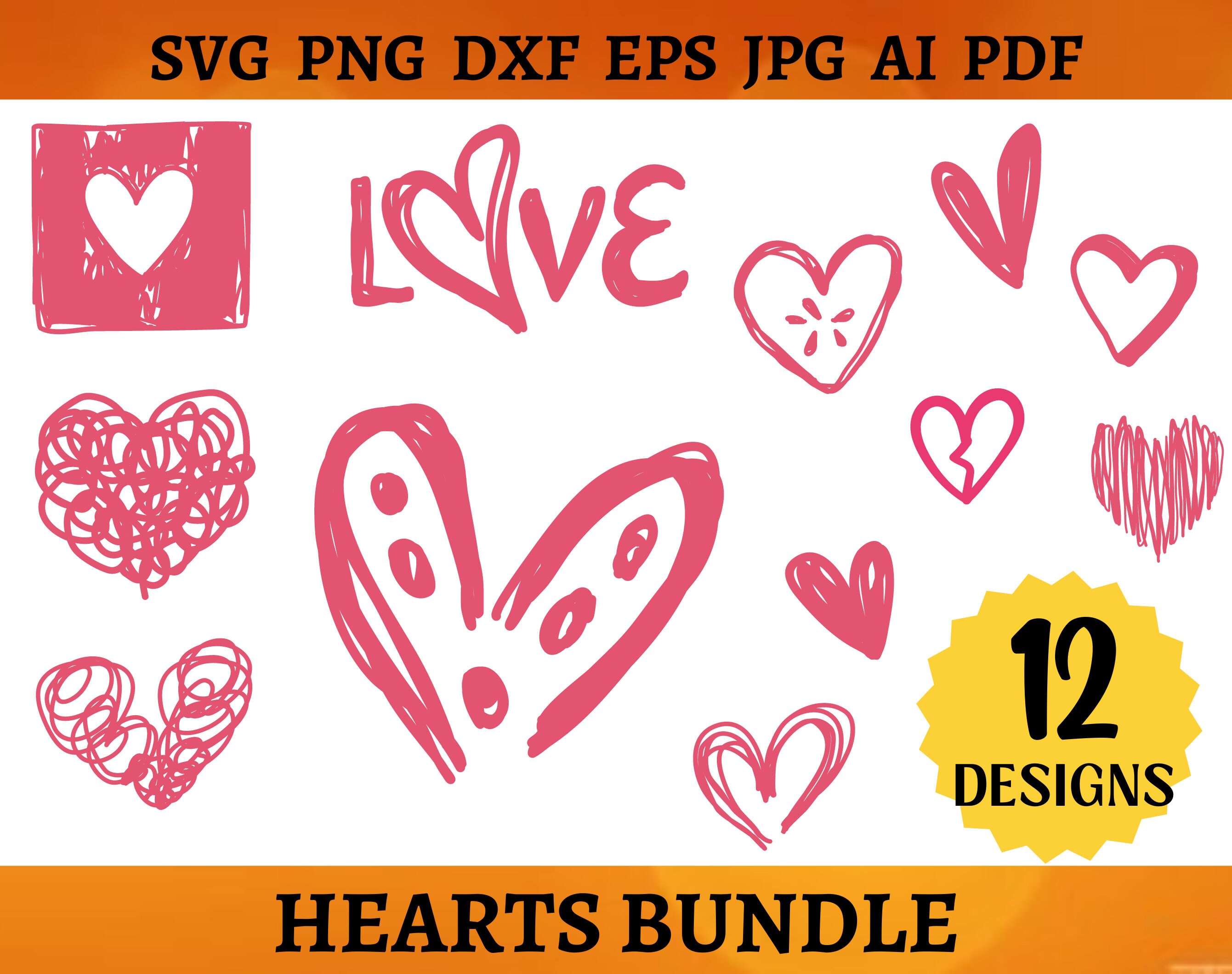 12 HEART SVG BUNDLE Heart Art Svg Cute Heart Svg Valentines - Etsy UK