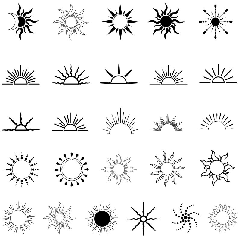 101 SUN SVG Bundle Sunshine SVG Files Summer Clipart Boho Sun Cut Files ...