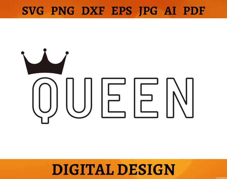 QUEEN SVG Reina con corona SVG Corona Fondo transparente para camiseta ...