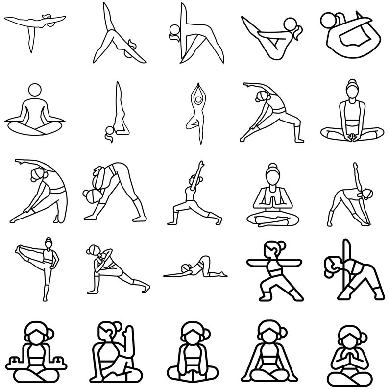 100 YOGA POSES Svg Bundle Yoga CRICUT Stretching Png Fitness - Etsy
