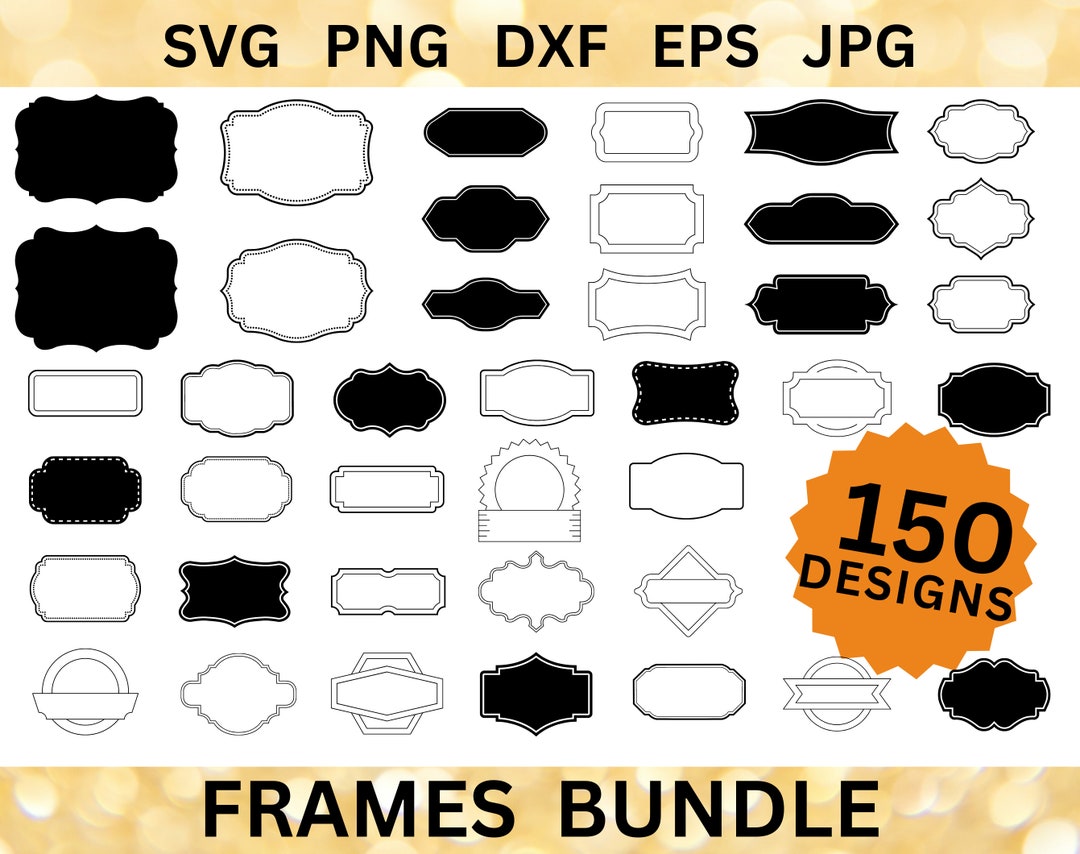 150 FRAMES SVG Label Frame CRICUT Vintage Label Clipart Wedding Card ...