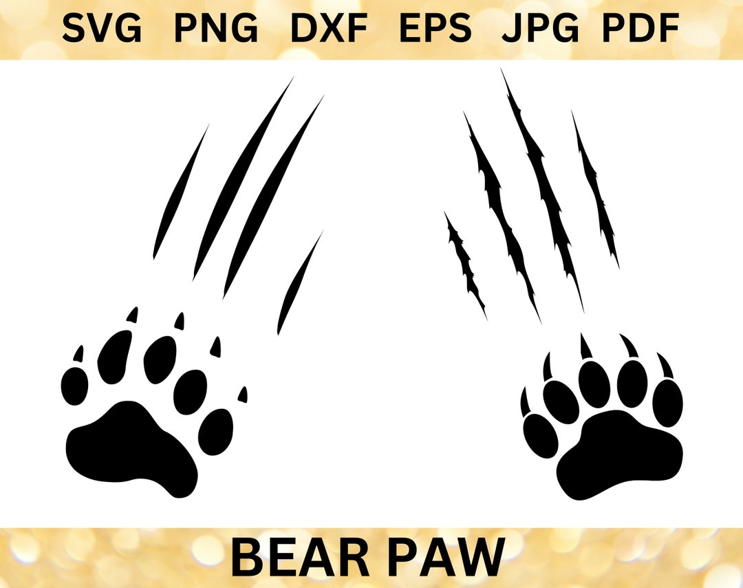 BEAR FOOTPRINTS SVG Monster Claw Cricut Bear Scratch Png Wildlife Cut ...