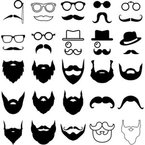 100 MUSTACHE & BEARD Svg Bundle Barber CRICUT Father's Day Cut Files Moustache Funny Party ...
