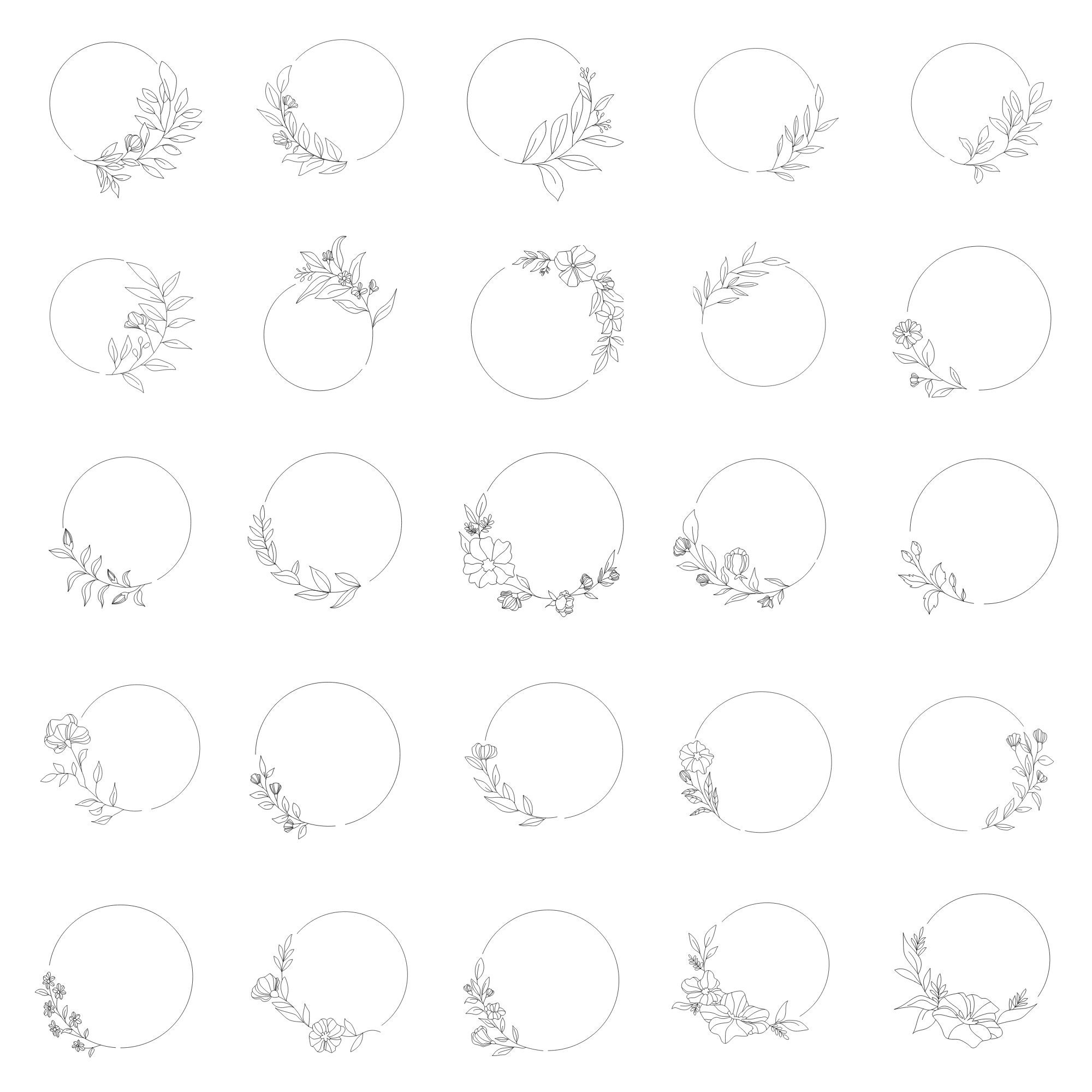 50 CÍRCULO FLORAL SVG Paquete Círculo Marco Svg Guirnalda de - Etsy México
