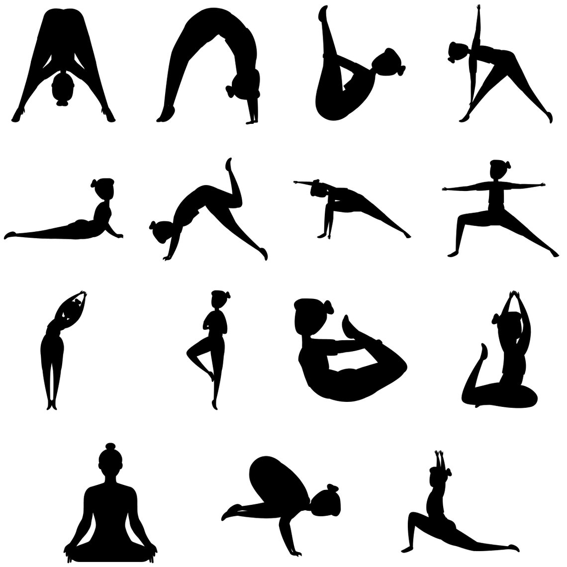 15 YOGA POSES Svg Lotus Pose Yoga CRICUT Stretching Png Fitness Svg ...