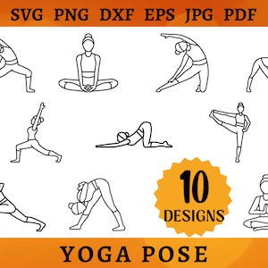 10 YOGA POSES Svg Lotus Pose Yoga CRICUT Stretching Png Fitness Svg ...