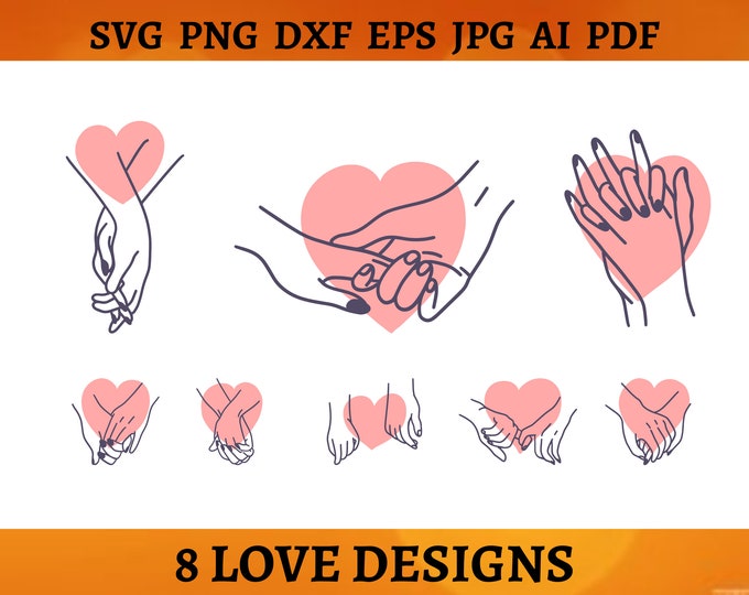 Holding Hands Svg, Pinky Hold Svg, Couple Hands Heart Svg, Wedding, Valentine's Day. Vector Cut ...