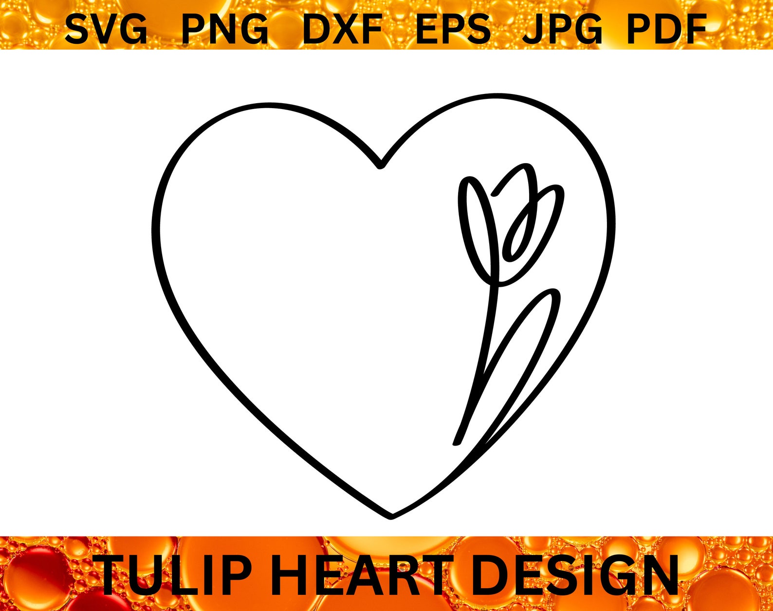 TULIP HEART Svg Floral Frame Png Botanical Heart Border Svg Tulip Love ...