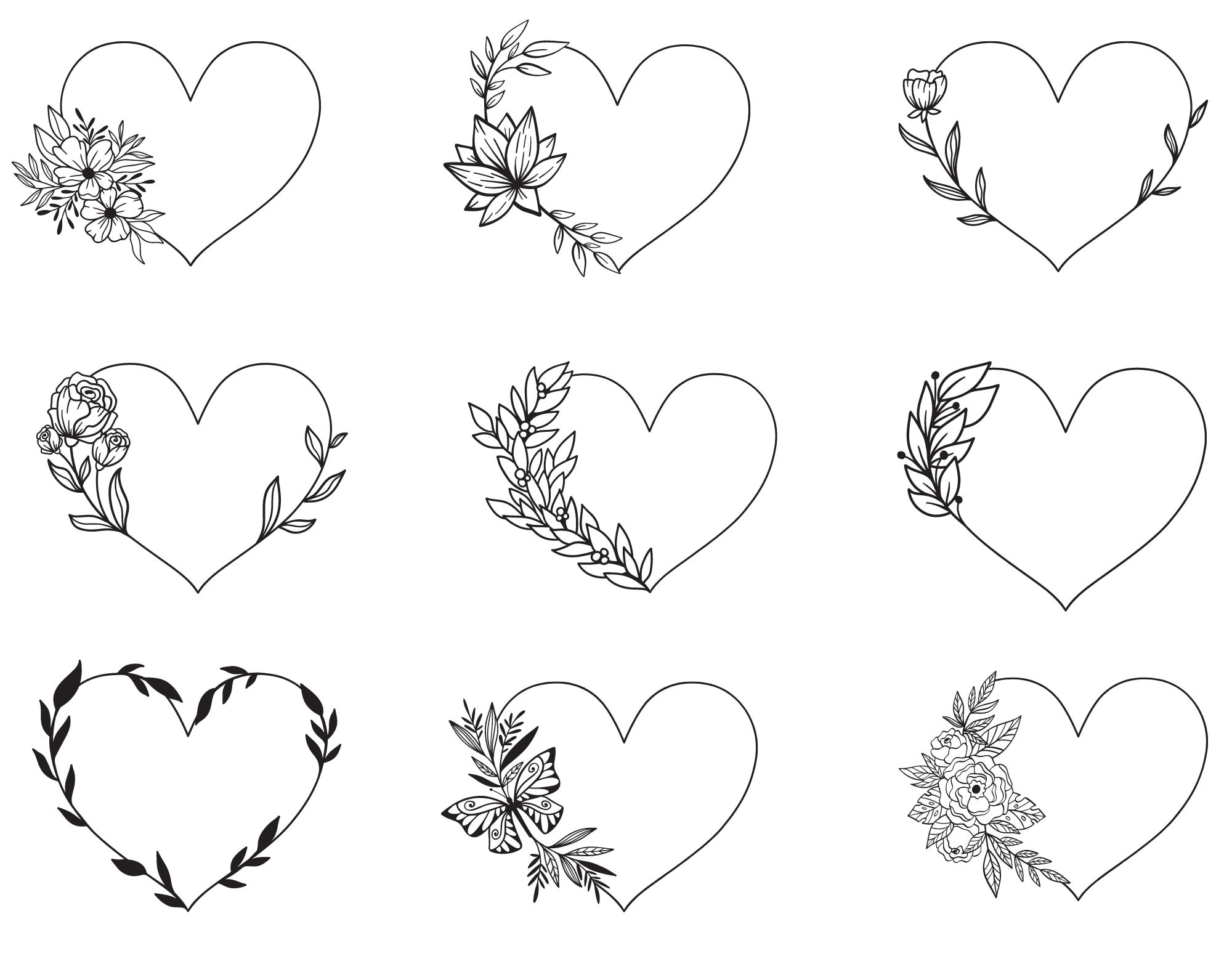 15 FLOWER HEART Svg BUNDLE Floral Frame Png Botanical Heart - Etsy UK