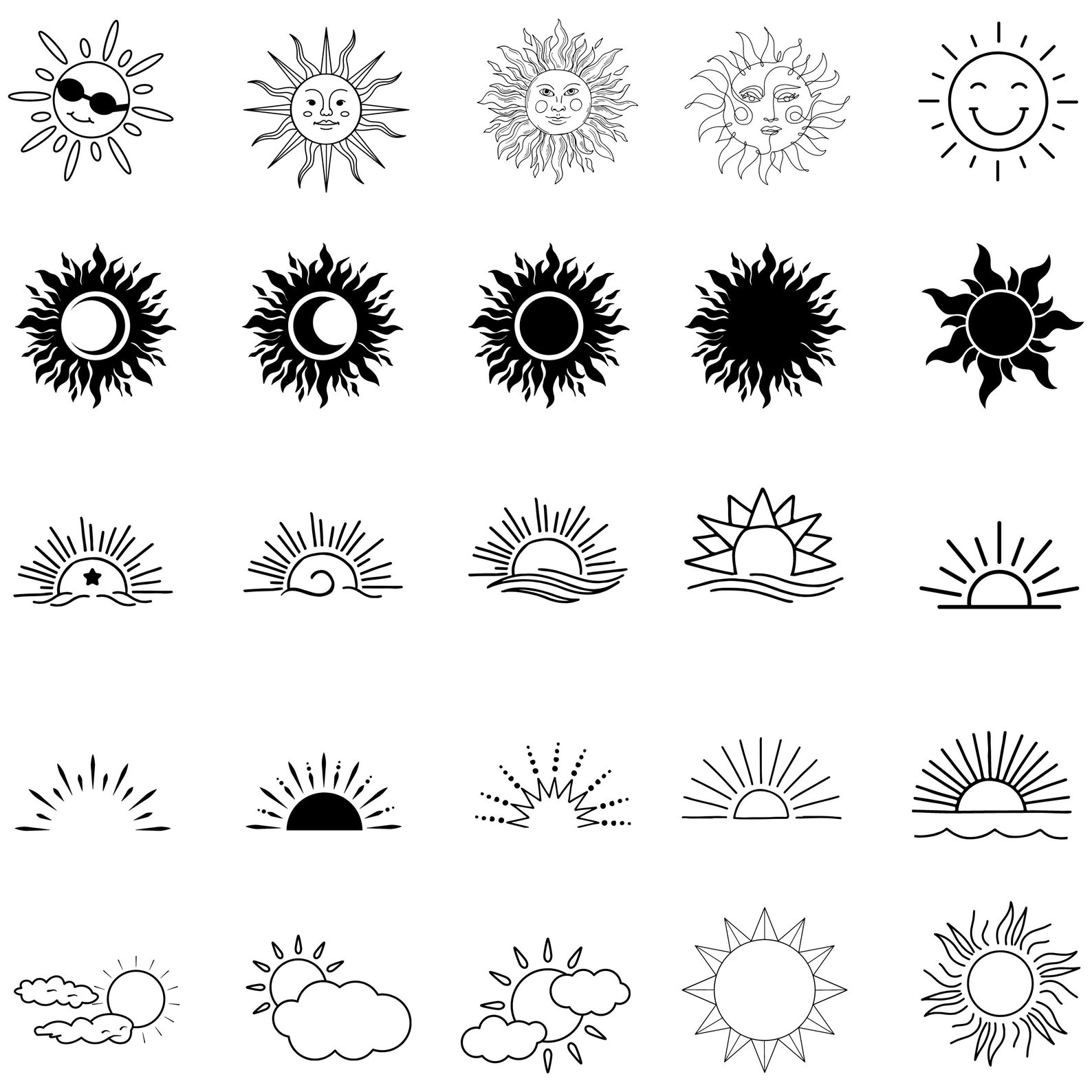 101 SUN SVG Bundle Sunshine SVG Files Summer Clipart Boho Sun - Etsy