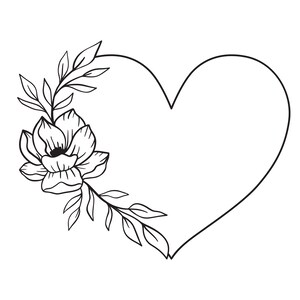 15 FLOWER HEART Svg BUNDLE Floral Frame Png Botanical Heart Border Svg ...