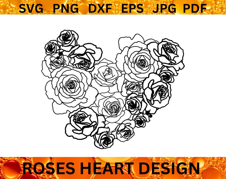ROSES HEART Svg Floral Frame Png Botanical Heart Border Svg - Etsy